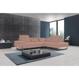 Ecksofa Egoitaliano, B:284cm H:95cm T:108cm, rosa, Luxus-Microfaser (100% Polyester) Leder »BULL« (echtes Rindsleder). Geschliffenes, pigmentiertes