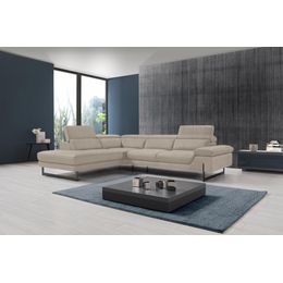 Ecksofa Egoitaliano, B:284cm H:95cm T:108cm, grau, Luxus-Microfaser (100% Polyester) Leder »BULL« (echtes Rindsleder). Geschliffenes, pigmentiertes
