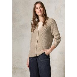 Cecil Damen Cardigan, braun, Gr. XXL, unifarben, Stoff, 84% Polyacryl, 16% Viskose, Strickjacken, mit Materialmix
