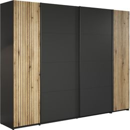 Schwebetürenschrank Inosign, B:270cm H:205cm T:58cm, grau, Schränke, "Estepona", Kleiderschrank in Grau/Eiche wahlweise mit Passepartout/Einlegeböden