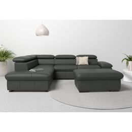 Ecksofa Home Affaire, B:272cm H:73cm T:226cm, grau, Luxus-Microfaser Lederoptik (100% Polyester);Luxus-Microfaser weich (9)0% Polyester / 10%