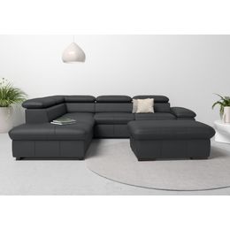 Ecksofa Home Affaire, B:272cm H:73cm T:226cm, schwarz, Luxus-Microfaser Lederoptik (100% Polyester);Luxus-Microfaser weich (9)0% Polyester / 10%