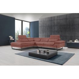 Ecksofa Egoitaliano, B:284cm H:95cm T:108cm, braun, Luxus-Microfaser (100% Polyester) Leder »BULL« (echtes Rindsleder). Geschliffenes, pigmentiertes