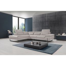 Ecksofa Egoitaliano, B:284cm H:95cm T:108cm, grau, Luxus-Microfaser (100% Polyester) Leder »BULL« (echtes Rindsleder). Geschliffenes, pigmentiertes
