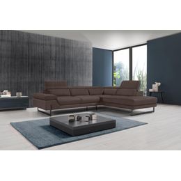 Ecksofa Egoitaliano, B:284cm H:95cm T:108cm, braun, Luxus-Microfaser (100% Polyester) Leder »BULL« (echtes Rindsleder). Geschliffenes, pigmentiertes