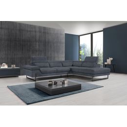 Ecksofa Egoitaliano, B:284cm H:95cm T:108cm, grau, Luxus-Microfaser (100% Polyester) Leder »BULL« (echtes Rindsleder). Geschliffenes, pigmentiertes