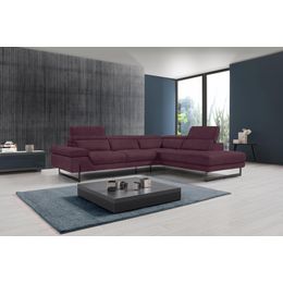 Ecksofa Egoitaliano, B:284cm H:95cm T:108cm, lila, Luxus-Microfaser (100% Polyester) Leder »BULL« (echtes Rindsleder). Geschliffenes, pigmentiertes