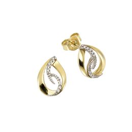 OROLINO Damen Paar Ohrstecker "Gold 585 zweifarbig mit 16 Brillanten zus. 0,06ct.", one-size, 0,06 SI = kleine Einschl&uuml;sse, Gold, bunt, Gold, Ohrringe