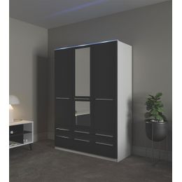 Kleiderschrank Priess, B:140cm H:193cm T:54cm, schwarz, Holzwerkstoff, Schlafzimmer, Schränke, "Schrank Garderobe Wäscheschrank Barcelona in 5