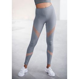 active by Lascana LASCANA ACTIVE Damen Funktionsleggings, blau, Gr. S, unifarben, Obermaterial: 75% Polyester, 25% Elasthan. Netz: 90% Polyester, 10% Elasthan, Hosen,
