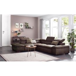 Ecksofa Home Affaire, B:272cm H:73cm T:226cm, braun, 100% Polyester;Luxus-Microfaser weich (9)0% Polyester / 10% Polyamid;Luxus-Microfaser