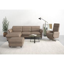 Sit & More Ecksofa SIT & MORE, B:251cm H:85cm T:161cm, grau, Sofas, "Grenoble L-Form mit Federkern", wahlweise mit Bettfunktion, Bettkasten, Arm- und