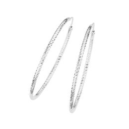Smart Jewel Damen Paar Creolen "gerieft und diamantiert, Silber 925", Silber 925 (Sterlingsilber), silber, Silber 925 (Sterlingsilber), Ohrringe