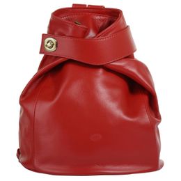 Pike PIKÉ Cityrucksack, rot, Leder, Rindsleder, beschichtet, leicht glänzend, Rucksäcke, echt Leder, Made in Italy