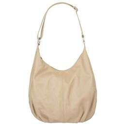 CLUTY Damen Shopper, beige, Leder, leicht glänzend, unifarben, Taschen, echt Leder, Made in Italy