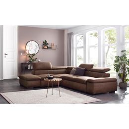 Ecksofa Home Affaire, B:272cm H:73cm T:226cm, braun, 100% Polyester;Luxus-Microfaser weich (9)0% Polyester / 10% Polyamid;Luxus-Microfaser
