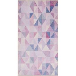 Beliani Teppich Blau / Grau 80 x 150 cm Kurzflor mit geometrischem Muster Rechteckig Modern