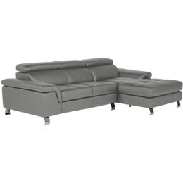 Vente-unique - Ecksofa Leder - Ecke Rechts - Grau - mishima