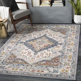 Perserteppich Kurzflor Wohnzimmer Vintage Orient Braun Mehrfarbig 120 x 170 cm - Surya