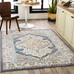 Perserteppich Kurzflor Wohnzimmer Vintage Orient Blau Mehrfarbig 200 x 275 cm - Surya