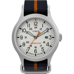 Quarzuhr Timex "SIERRA", blau (dunkelblau, orange), Armbanduhren, Herren, Armbanduhr, Herrenuhr, Datum, Leuchtzeiger, Mineralglas, analog