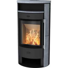 A (A++ bis G) FIREPLACE Kaminofen "Durango Speckstein" Kaminöfen Tee- und Holzfach grau (schwarz)