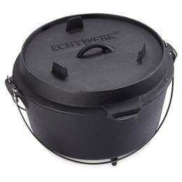 Schmortopf ECHTWERK "Dutch Oven", schwarz, H:21cm Ø:31,5cm, Töpfe, Feuertopf, Gusseisen BBQ Kochtopf, bereits eingebrannt, 7,6 Liter