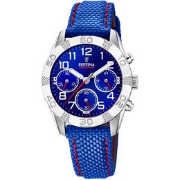 Chronograph Festina "Junior Collection, F20346/2", blau, Armbanduhren, Kinder, Armbanduhr, Quarzuhr, Kinderuhr, Stoppfunktion, ideal als Geschenk