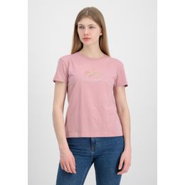 T-Shirt Alpha Industries "Alpha Industries Women - T-Shirts Crystal T Women" Gr. L, rosa (silber pink), Damen, Obermaterial: 100% Baumwolle, Shirts