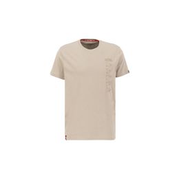 T-Shirt Alpha Industries "Alpha Industries Men - T-Shirts Embroidery T" Gr. L, beige (vintage sand), Herren, Shell: 100% Cotton, Shirts