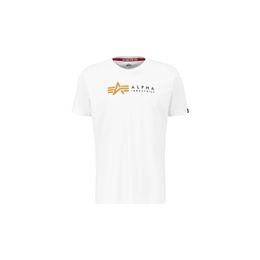 T-Shirt Alpha Industries "Alpha Industries Men - T-Shirts Alpha Label T Puff Print" Gr. L, weiß, Herren, Shell: 100% Cotton, Shirts