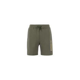 Shorts Alpha Industries "Alpha Industries Men - Shorts Alpha Puff Print Short", Herren, Gr. L, Normalgrößen, grün (schwarz olive), Shell: 80% Cotton, 20% Polyester, Hosen