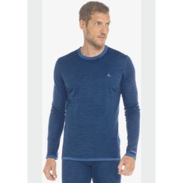 Schöffel Funktionsshirt SCHÖFFEL "Merino Sport Shirt 1/1 Arm M", Damen, Gr. S, blau (8540, blau), Oberstoff : 43% Lyocell 34% Wolle 23% Nylon, sportlich, Rundhals, Shirts