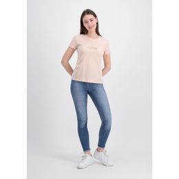 T-Shirt Alpha Industries "Alpha Industries Women - T-Shirts Crystal T Women" Gr. L, orange (pastel peach), Damen, Obermaterial: 100% Baumwolle, Shirts