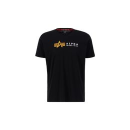 T-Shirt Alpha Industries "Alpha Industries Men - T-Shirts Alpha Label T Puff Print" Gr. L, schwarz, Herren, Shell: 100% Cotton, Shirts