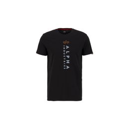 T-Shirt Alpha Industries "Alpha Industries Men - T-Shirts Relaxed Print T" Gr. L, schwarz, Herren, Obermaterial: 100% Baumwolle, Shirts