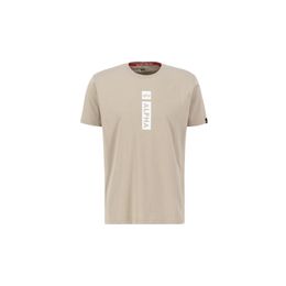 T-Shirt Alpha Industries "Alpha Industries Men - T-Shirts Alpha Puff Print T" Gr. L, beige (vintage sand), Herren, Obermaterial: 100% Baumwolle, Shirts