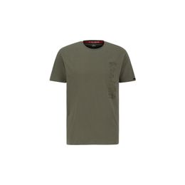 T-Shirt Alpha Industries "Alpha Industries Men - T-Shirts Embroidery T" Gr. L, grün (schwarz olive), Herren, Shell: 100% Cotton, Shirts