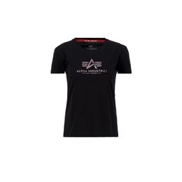 T-Shirt Alpha Industries "Alpha Industries Women - T-Shirts New Basic T Glitter Women" Gr. L, schwarz, Damen, Obermaterial: 100% Baumwolle, Shirts