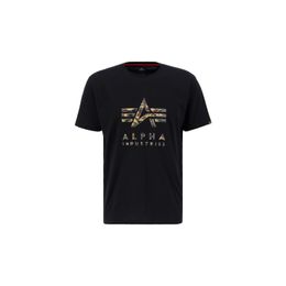 T-Shirt Alpha Industries "Alpha Industries Men - T-Shirts Camo Puff Print T" Gr. L, schwarz, Herren, Shell: 100% Cotton, Shirts