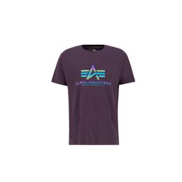 T-Shirt Alpha Industries "Alpha Industries Men - T-Shirts Basic T Rainbow Reflective" Gr. L, lila (plum), Herren, Shell: 100% Cotton, Shirts