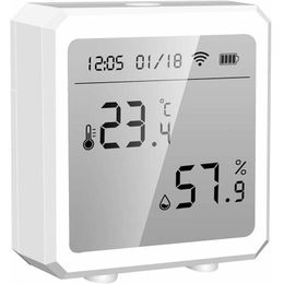 Innenhygrometer, intelligenter Sensor, Temperatur- und Luftfeuchtigkeitsmonitor mit LCD-Display und Benachrichtigungsalarm (weiß) - Ahlsen