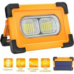 Ahlsen - Wiederaufladbare LED-Flutlicht-Baustellenlampe, 80 w, 4000 Lumen, tragbares Flutlicht mit Solarpanel, 4 Modi, superhelles Arbeitslicht mit