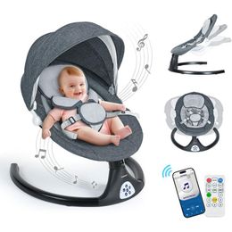 Maerex - Babyschaukel elektrische Babywippe 5 Gänge mit bluetooth Musik und Fernbedienung, Wiederaufladbarer Akku oder Steckeradapter - Schwarz