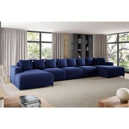 Fun Moebel - Wohnlandschaft Sofa U-Form Designersofa megan xl in Stoff Salvador Dunkelblau