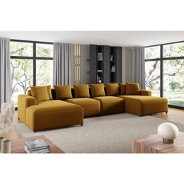 Wohnlandschaft Sofa U-Form Designersofa MEGAN in Stoff Salvador Honiggelb