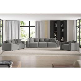 Fun Moebel - Sofaset Designersofas megan 3-2-1 in Stoff Salvador Grau