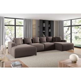 Fun Moebel - Wohnlandschaft Sofa U-Form Designersofa megan in Stoff Salvador Braun