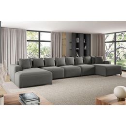 Fun Moebel - Wohnlandschaft Sofa U-Form Designersofa megan xl in Stoff Salvador Grau