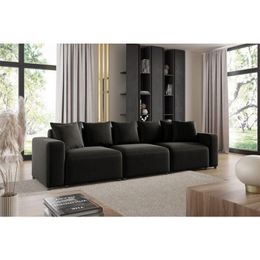 Fun Moebel - Sofa Designersofa Bigsofa megan 3-Sitzer in Stoff Salvador Schwarz